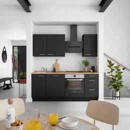 Nobilia K&uuml;chenleerblock Touch, Schwarz, Eiche, Holzwerkstoff, 3 Schublade(n) Schubladen, nur wie online abgebildet bestellbar, 210 cm, Blauer Engel, Pefc, Goldenes M, Made in Germany, DGM-Klimapakt, seitenverkehrt erh&auml;ltlich, vormontierter Korpus, K&uuml;chen, K&uuml;chenzeilen & K&uuml;chenbl&ouml;cke, K&uuml;chenzeilen ohne Ger&auml;te