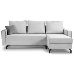 Ecksofa Marti Hellgrau mit Schlaffunktion