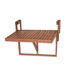 Gardenson Balkonh&auml;ngetisch, Braun, Holz, Eukalyptusholz, vollmassiv, rechteckig, 64x52x65 cm, klappbar, wetterbest&auml;ndig, Balkonm&ouml;bel, Balkontische