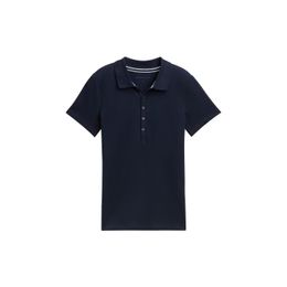 Tom Tailor Damen Poloshirt aus Stretch Piqu&eacute;, blau, Uni, Gr. L