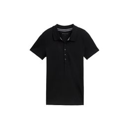 Tom Tailor Damen Poloshirt aus Stretch Piqu&eacute;, schwarz, Uni, Gr. S