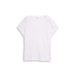 Tom Tailor Damen Loose Fit T-Shirt mit Leinenanteil, wei&szlig;, Uni, Gr. XL