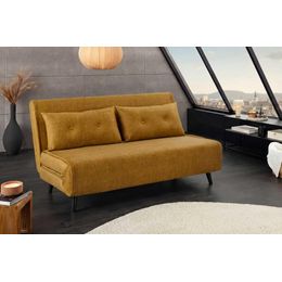 Riess Ambiente Schlafsessel SMART MULTIFUNCTION 140cm senfgelb Vogue Seiden Samtstoff Riess-Ambiente Modern Retro