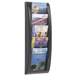 PAPERFLOW Wandprospekthalter, 5 F&auml;cher f&uuml;r Format DIN A5, schwarz, VE 2 Stk
