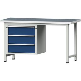 ANKE Werkbank, Gestellbauweise Serie V, 3 Schubladen, Breite 1500 mm, Universalplatte