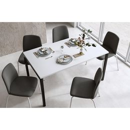 Stuhl Helmer, Sitz/Lehne gepolstert, VE 4 Stk, Sitz dunkelgrau, Gestell wei&szlig; kaiserkraft