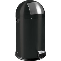EKO Push-M&uuml;lleimer mit Pedal, Volumen 33 l, Hx&Oslash; 700 x 350 mm, schwarz, matt