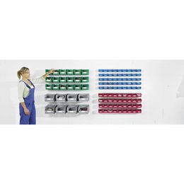 Einh&auml;ngeschienen-Set mit Sichtlagerk&auml;sten, 3 Schienen, 18 K&auml;sten, blau kaiserkraft