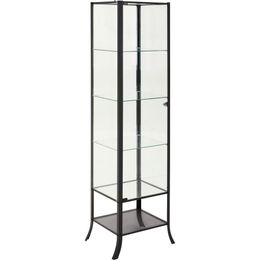 Xora Vitrine, Schwarz, Transparent, Metall, Glas, 5 F&auml;cher, 45x180x40 cm, Wohnzimmer, Wohnw&auml;nde, Vitrinenschr&auml;nke