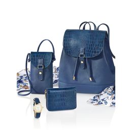 WITT Damen 5tlg. Accessoires-Set, marine-gemustert, Gr&ouml;&szlig;e 0
