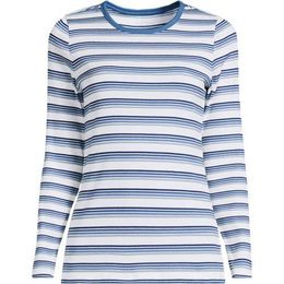 LANDS' END Langarmshirt aus mikrofeinem Baumwollripp, Damen,  Wei&szlig;, Baumwolle/Elasthan, by Lands' End