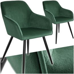 TecTake&reg; Esszimmerstuhl, gepolstert, in Samtoptik, schwarze Stahlbeine, 58 x 62 x 82 cm