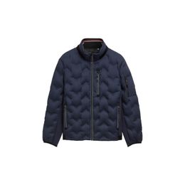 Tom Tailor Herren Hybrid Steppjacke mit verstaubarer Kapuze, blau, Uni, Gr. S