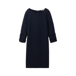 Tom Tailor Denim Damen Mini-Kleid mit 3/4 Arm, blau, Uni, Gr. S
