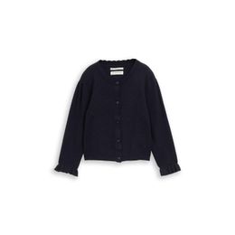 Tom Tailor M&auml;dchen Ajour Cardigan mit Herzkn&ouml;pfen, blau, Uni, Gr. 92/98