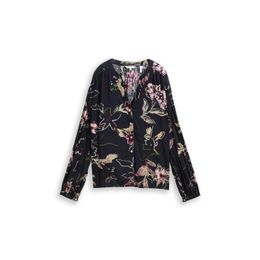 Tom Tailor Damen Loose Fit Bluse mit Muster, blau, Gebl&uuml;mt, Gr. 38