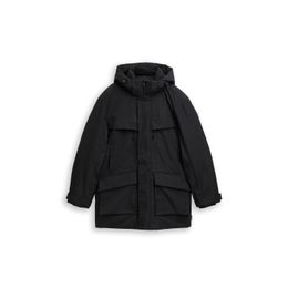 Tom Tailor Denim Herren Arctic Parka mit abnehmbarer Kapuze, schwarz, Uni, Gr. M