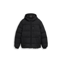 Tom Tailor Denim Herren Lightweight Pufferjacke mit Kapuze, schwarz, Uni, Gr. XXL