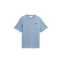 Tom Tailor Herren Henley T-Shirt in Melange-Optik, blau, Meliert, Gr. XXL