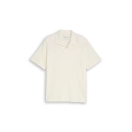 Tom Tailor Denim Herren Relaxed Fit Resort Poloshirt mit Waffelstruktur, wei&szlig;, Uni, Gr. XXL