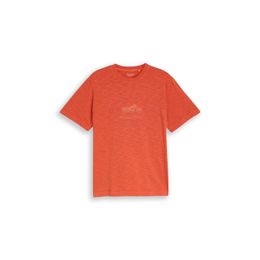 Tom Tailor Herren T-Shirt in Melange-Optik mit Print, rot, Meliert, Gr. XXL
