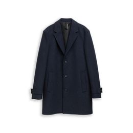 Tom Tailor Herren Wollmantel mit Reverskragen, blau, Fischgr&auml;t, Gr. M