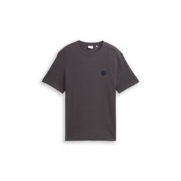 Tom Tailor Herren T-Shirt mit Waffelstruktur, grau, Meliert, Gr. XL