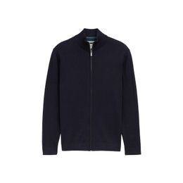 Tom Tailor Herren Strickjacke mit Stehkragen, blau, Meliert, Gr. XXL