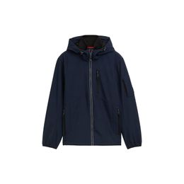 Tom Tailor Herren Softshell Jacke mit Kapuze, blau, Uni, Gr. M