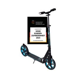 Muuwmi Aluminium Scooter Pro &ndash; Tretroller, 215 mm, ABEC 7, GS-gepr&uuml;ft, h&ouml;henverstellbar, XL-Deck, BMX-Lenker, blau
