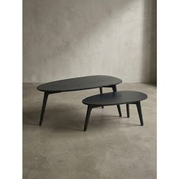 KADIMA DESIGN Retro Couchtische aus Mango Massivholz, 2er Set f&uuml;r stilvollen Wohnbereich