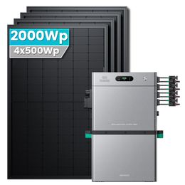 Solarmars&reg; 2000W Balkonkraftwerk mit 5,28 kWh Speicher,Zendure SolarFlow 2400 PRO + AB3000L,4 MPPT - Ohne Halterung