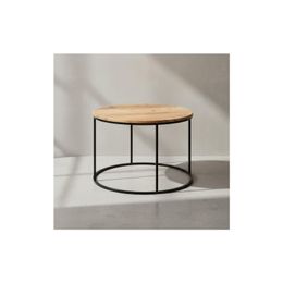 KADIMA DESIGN Naturholz Couchtisch, stabile Konstruktion, runde Ablage, 50 kg Belastbarkeit.