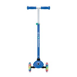 Globber PRIMO PLUS LIGHTS &ndash; Tretroller Kinder, 120/80 mm, ABEC 9, 3-r&auml;drig, h&ouml;henverstellbar, LED-Leuchtrollen, blau