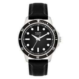 Quarzuhr s.Oliver "Elegant Silicone", schwarz, Armbanduhren, Herren, Quarzuhr, Armbanduhr, Herrenuhr, analog