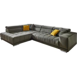 Ecksofa DIE PLANBAR "MP-IN15053 L-Form breiter Schenkel", olive, B:323cm H:73cm T:222cm, 100% Polyester, Sofas, Ecksofa, mit Kopfteilverstellung, wahlweise mit manueller Vorziehbank
