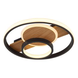 Globo LIGHTING Deckenleuchte "PIKARA", holzoptik, &Oslash; 34,5cm H: 6cm, 1 Stk., Leuchten, Deckenlampe Wohnzimmer-Leuchte Schlafzimmer-Leuchte Flur K&uuml;che, Deckenleuchte