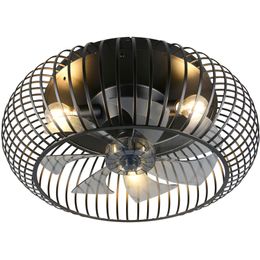 REALITY LEUCHTEN Deckenleuchte "JOHANNA mit Ventilator, gro&szlig;er Deckenventilator mit Licht &Oslash; 61cm", schwarz matt, 3, &Oslash; 61cm H: 25,5cm, 1 Stk., Leuchten, exkl 3x E27 Leuchtmittel, &Oslash; 61cm H&ouml;he 25,5cm, Vor- & R&uuml;cklauf Funktion, Deckenleuchte