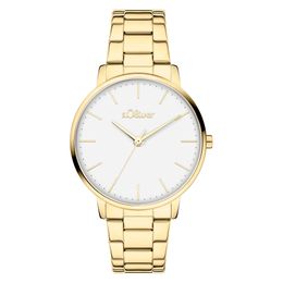 Quarzuhr s.Oliver "Modern Basics", goldfarben, Armbanduhren, Damen, Quarzuhr, Armbanduhr, Damenuhr, Edelstahlarmband, analog