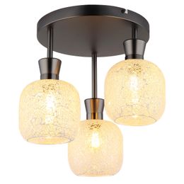 Globo LIGHTING Deckenleuchte "BROKANA", schwarz, chromfarben matt, 3, &Oslash; 33cm H: 30,5cm, 1 Stk., Leuchten, Schwarz-chrome Deckenleuchte mit Glas Mosaik, &oslash; 330mm, E14 3x40W, Deckenleuchte