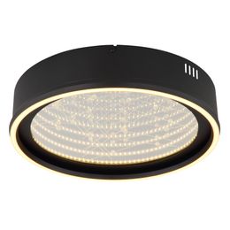Globo LIGHTING Deckenleuchte "MIRRORA", schwarz matt, 1, &Oslash; 40cm H: 8,5cm, 1 Stk., Leuchten, LED Deckenleuchte schwarz matt mit 3D Glas- und Kristalleffekt, Deckenleuchte
