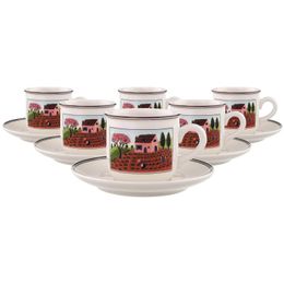 Villeroy & Boch Tasse VILLEROY & BOCH "Kaffeetassen mit Untertassen Design Naif 200 ml 6er Set bunt", bunt, Porzellan, Trinkgef&auml;&szlig;e, Tasse