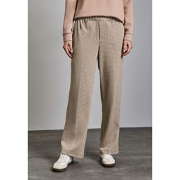 Stoffhose Street One, Damen, Gr. 44, L&auml;nge 30, beige (honey sand meliert), Stoff, 75% Polyester, 22% Viskose, 3% Elasthan, unifarben, straight fit lang, Hosen Stoffhose, High Waist