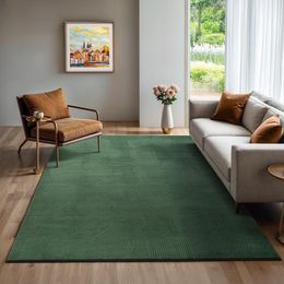 Teppich the carpet "Rio", dunkelgr&uuml;n, B:240cm H:8mm L:340cm, Polyester, Teppiche, Teppich, weicher Wohnzimmer Teppich rutschfest 3D-Optik