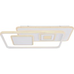 Globo LIGHTING Deckenleuchte "RODERICK", wei&szlig;, 1, H: 6cm, 1 Stk., Leuchten, Deckenleuchte Wei&szlig;/Opal, dimmbar, LED 55W, Fernbedienung, Deckenleuchte