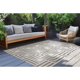 Teppich Kayoom "Nibru 825", beige (elfenbein), B:60cm H:5mm L:110cm, Polypropylen, Teppiche, Teppich, Flachgewebe, In- und Outdoor geeignet, schnell trocknend, kariert