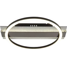 Globo LIGHTING Deckenleuchte "NORBERTO", schwarz matt, 1, H: 6,8cm, 1 Stk., Leuchten, Deckenleuchte schwarz/silber, dimmbar, Memory, 3 Stufen Ringe, Deckenleuchte