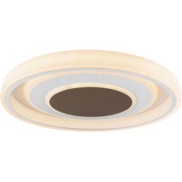 Globo LIGHTING Deckenleuchte "GOFFI", wei&szlig;, 1, &Oslash; 69cm H: 10cm, 1 Stk., Leuchten, Deckenleuchte Wei&szlig;/Braun, Acryl/Opal, dimmbar, LED 72W, Deckenleuchte