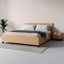 Bett VOX "SIMPLE, sehr strapazierf&auml;hig, hydraulischer Bettkasten oder Schublade", eiche, eiche, B:185cm H:119,6cm L:204,4cm, Betten, Bett, extrem hohe Belastbarkeit, robust und stilvoll, made in EU