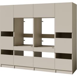 Mehrzweckschrank-Set BASIC BY BALCULINA "Washhome B/T/H 236x68x200 cm", kaschmirfarben, B:236cm H:200cm T:68cm, Kastenm&ouml;bel-Sets, Breite 236cm, h&ouml;henverstellbare Metallf&uuml;&szlig;e
